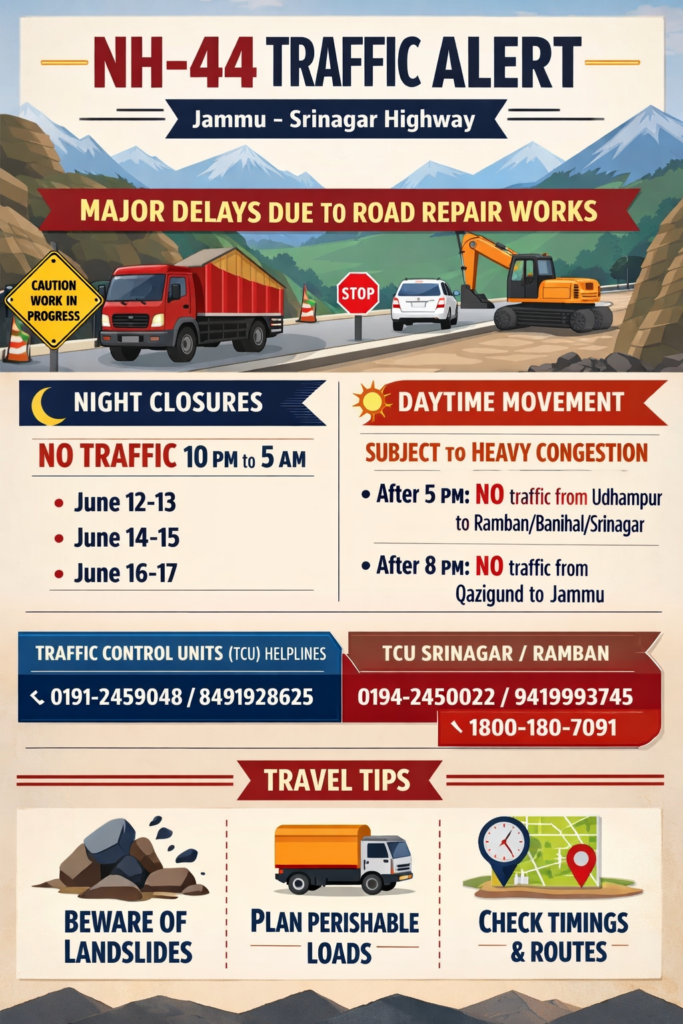 NH-44 Traffic Jam: Repair Work, Road Bottlenecks Create Long Delays ...